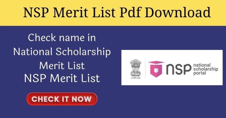NSP Merit List Pdf Download 2025 & Login Portal
